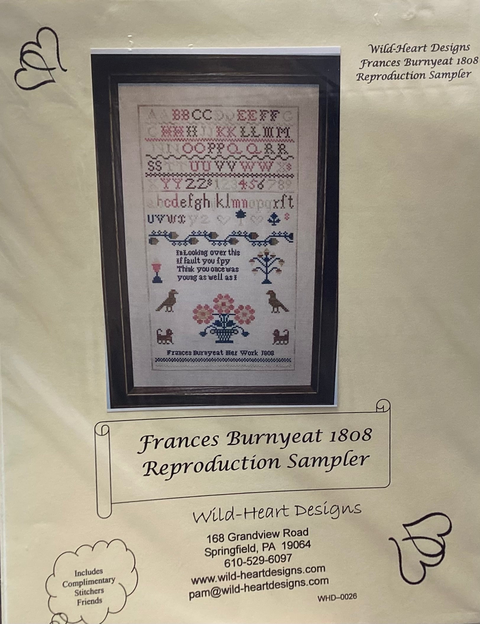 Frances Burnyeat 1808 Reproduction Sampler by Wild-Heart Designs – HouseOfStitches