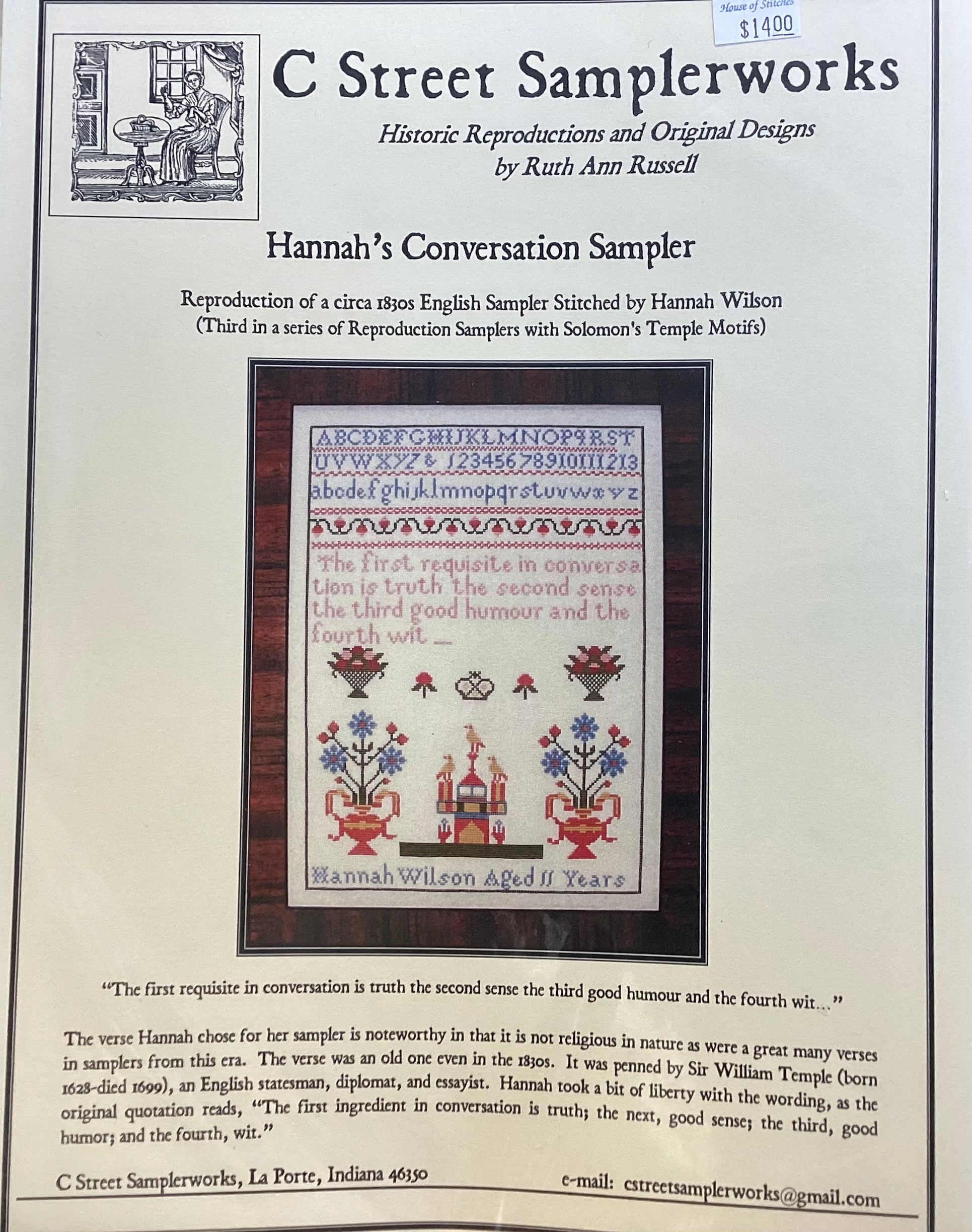 Hannah’s Conversation Sampler by C Street Sampleworks – HouseOfStitches