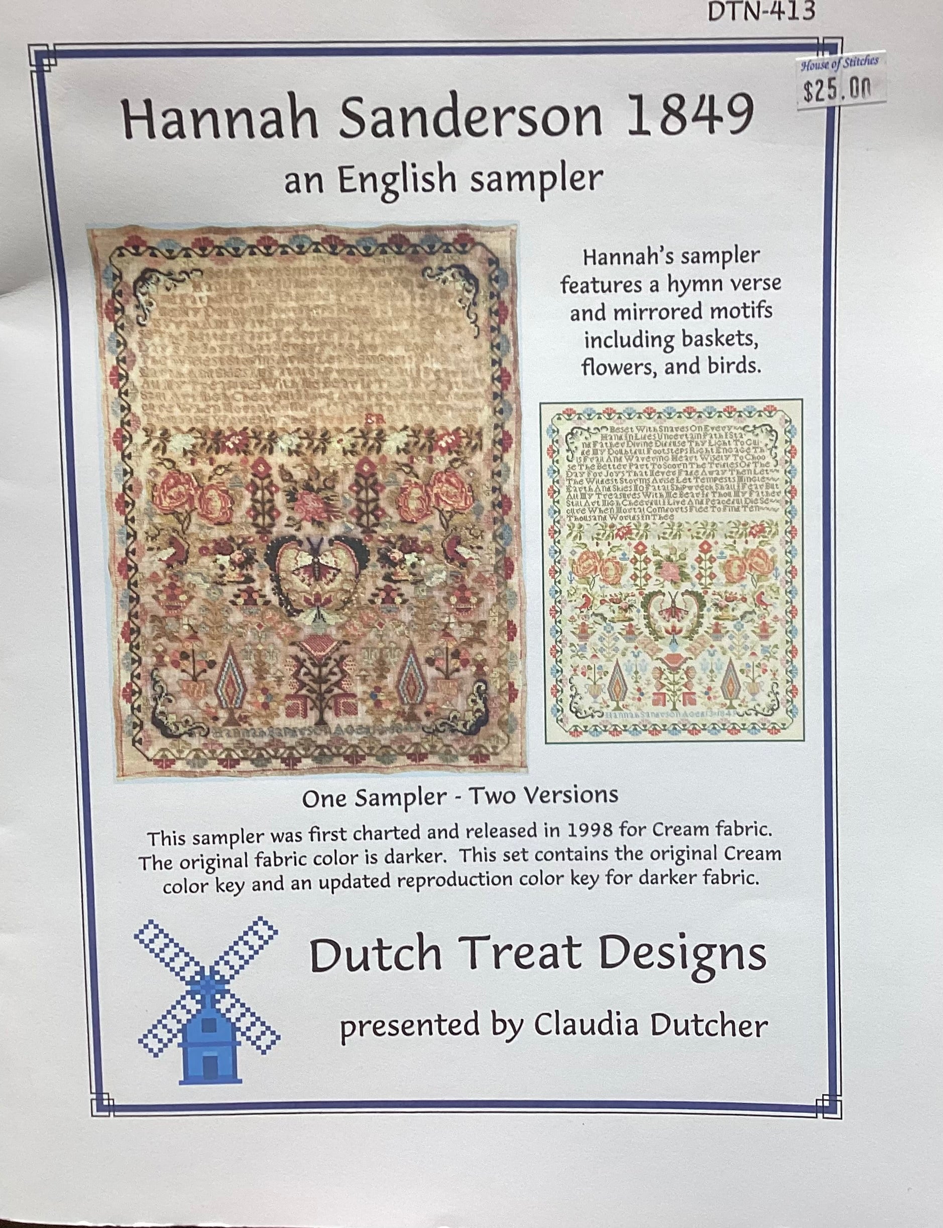 Hannah Sanderson 1849 by Ditch Treat Designs – HouseOfStitches